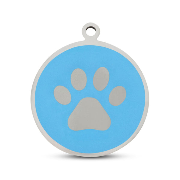 Pet Tag | Light Blue Paw in Stainless Steel With Enamel | Dog Tags ...