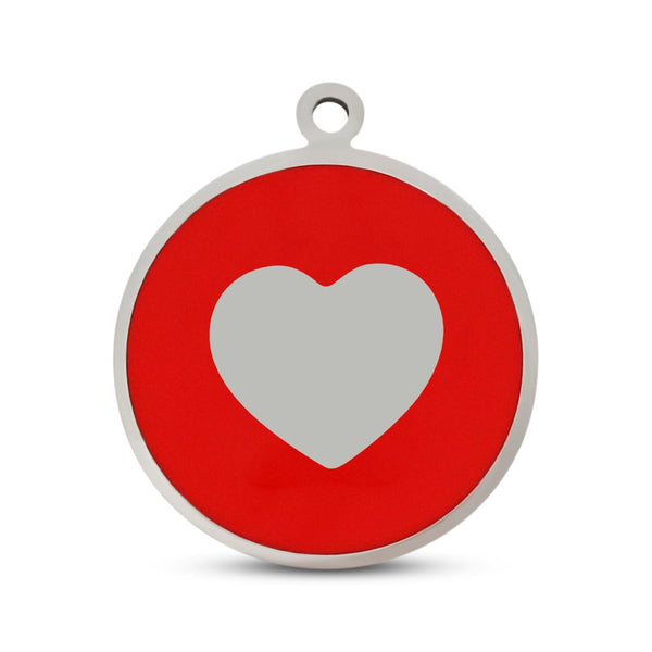 Pet Tag | Red Heart in Stainless Steel With Enamel | Dog Tags ...