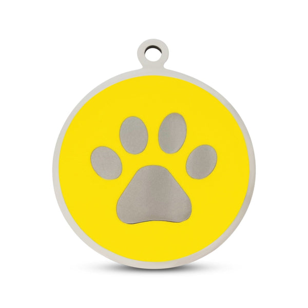 Pet Tag | Yellow Paw in Stainless Steel With Enamel | Dog Tags ...