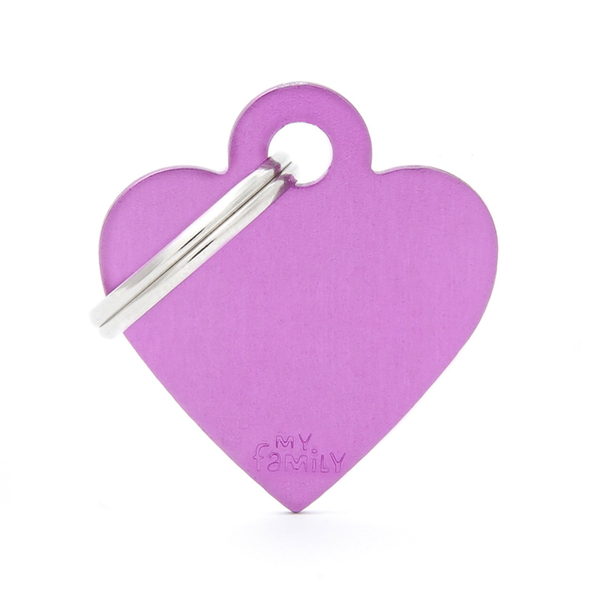 Small Aluminium Purple Heart Pet ID Tag | Dog Name Tags - Fetching Ware