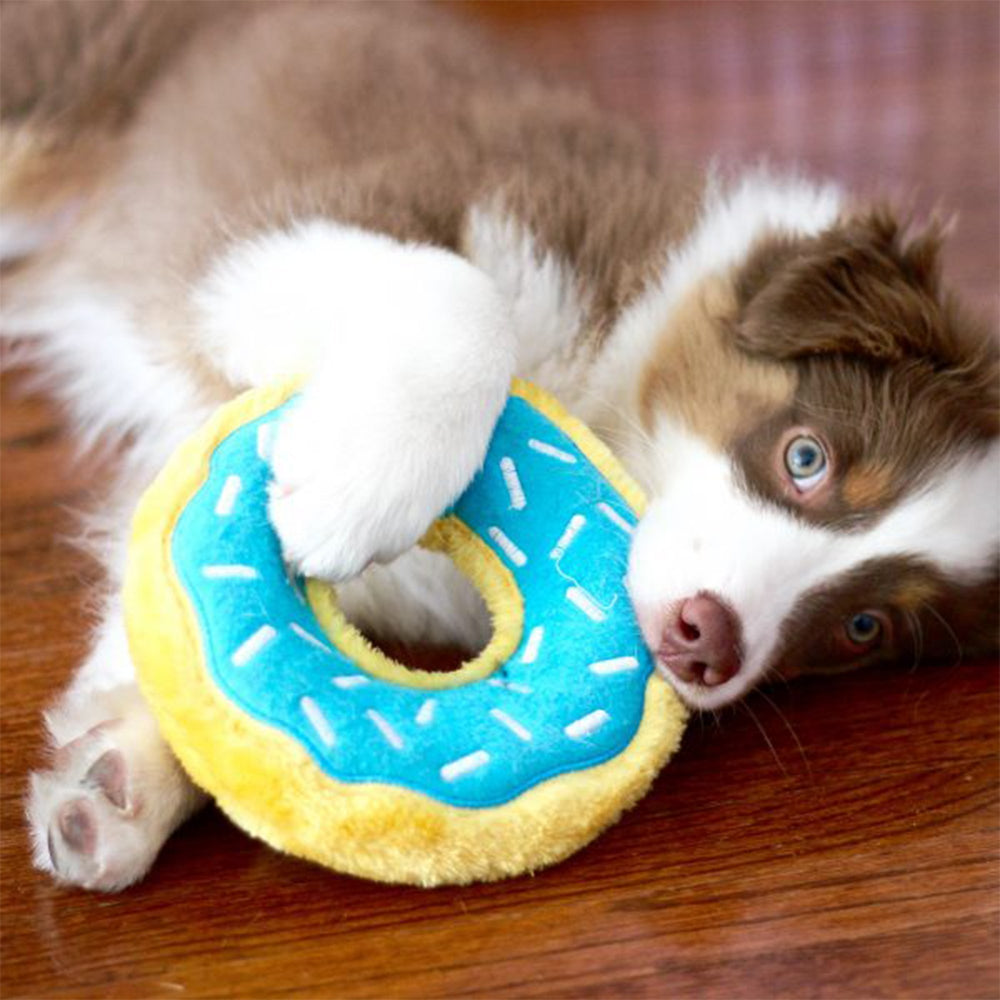 Donutz - Blueberry | Plush Dog Toys | 2 Crescent squeakers - Fetching Ware